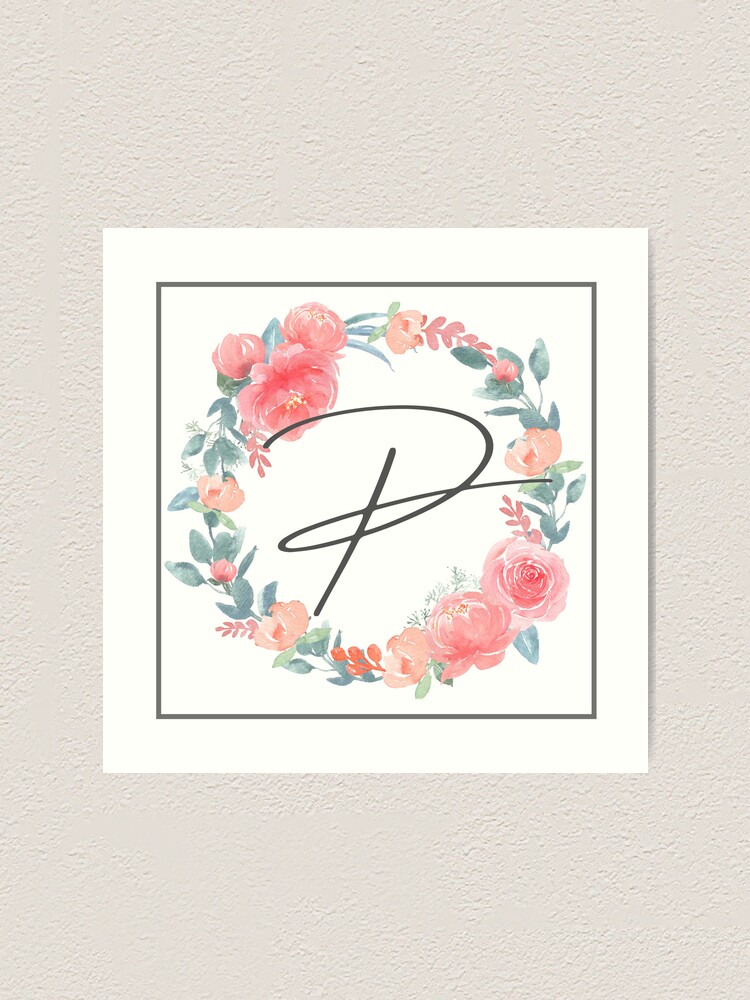 "Pink Watercolor Flowers with Monogrammed Letter P" Art Print for Sale by leacohen | Redbubble