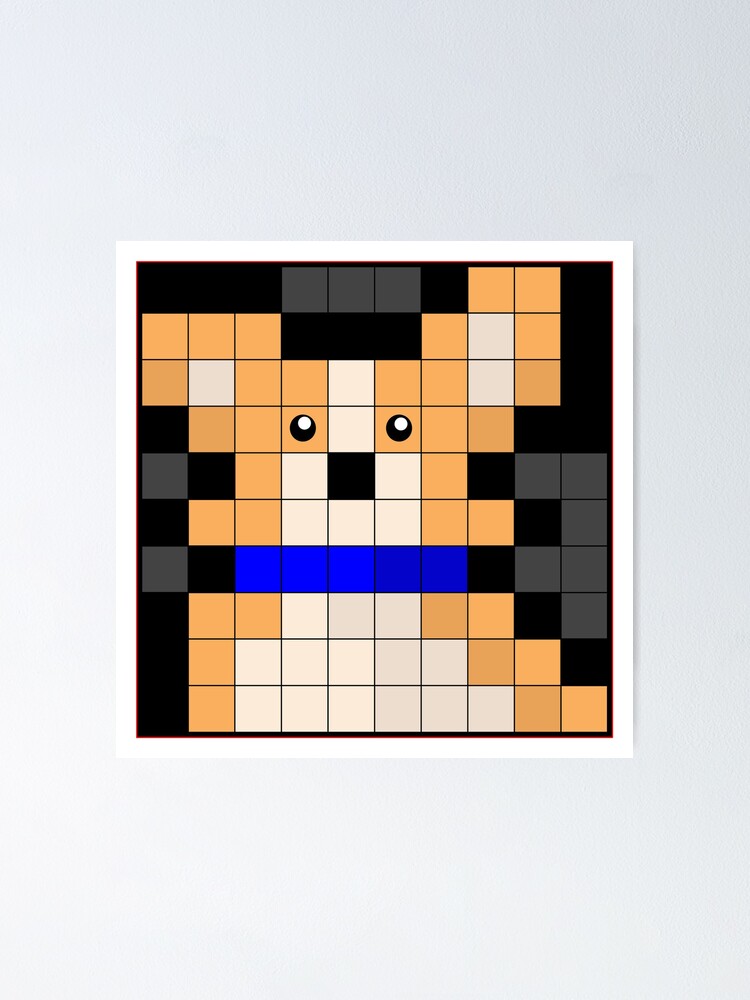 "Pixel Corgi: Cute Tan Corgi Dog Grid Art Little Shorty Blue Collar ...