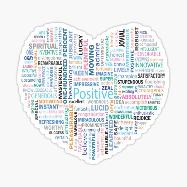"Positive Words Heart" Sticker by SandunHarshamal | Redbubble