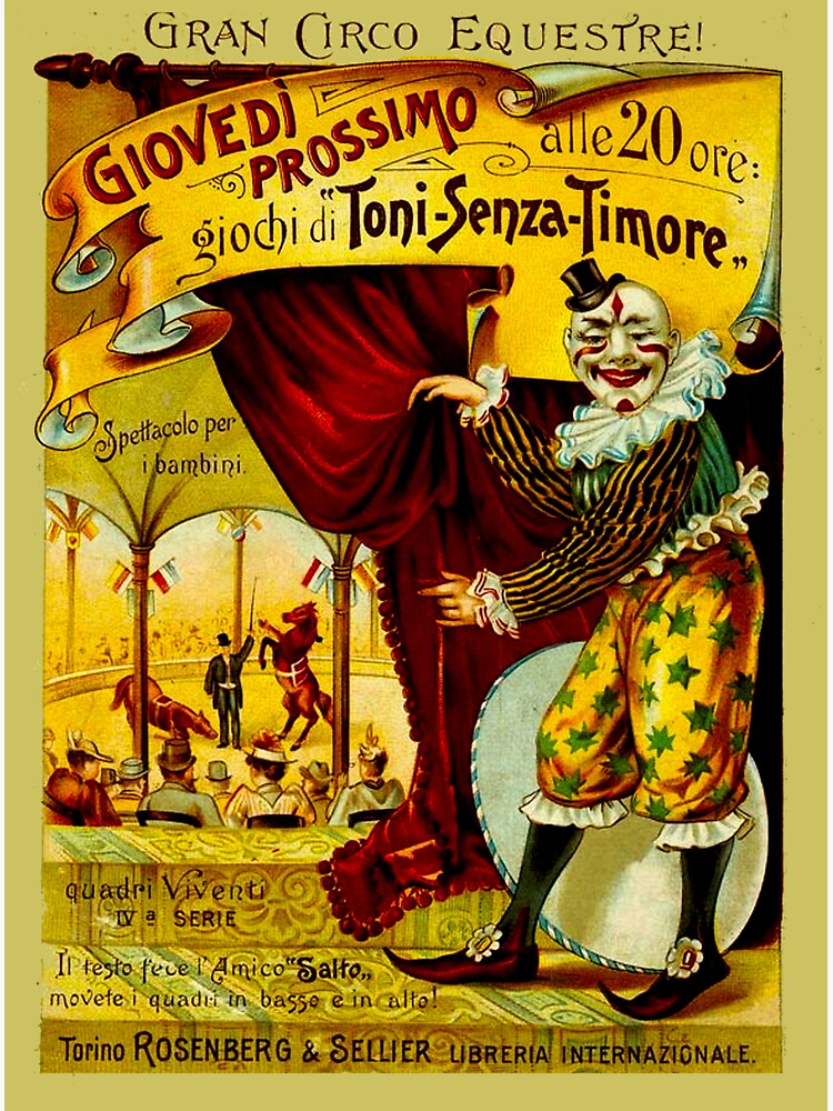 Pegatina «CLOWN CIRCUS; Publicidad publicitaria vintage» de posterbobs | Redbubble