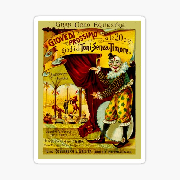Pegatina «CLOWN CIRCUS; Publicidad publicitaria vintage» de posterbobs | Redbubble