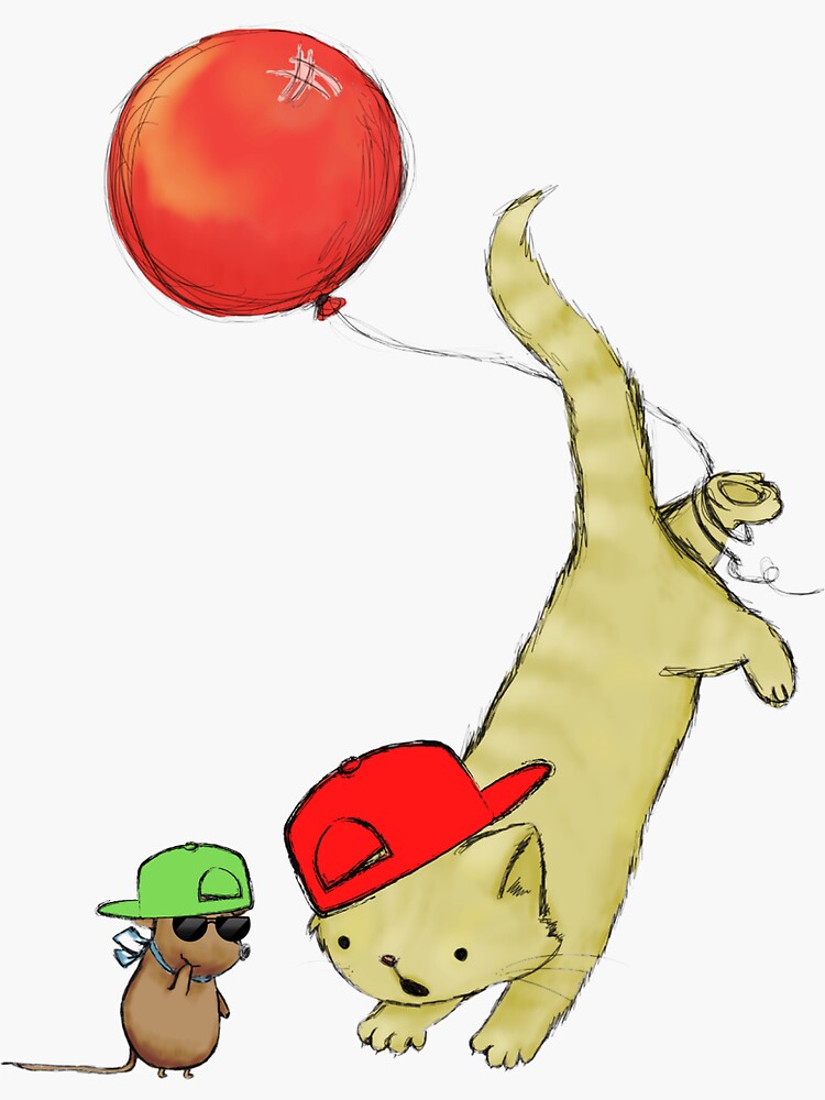 "Cat and Sly Mouse" Sticker by BlakeDWilliams | Redbubble