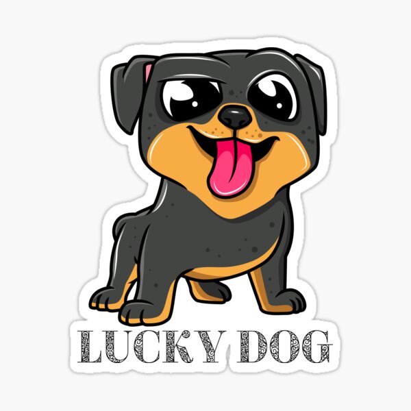 " Vintage Lucky Dog Typography and Dog illustration " Sticker for Sale ...