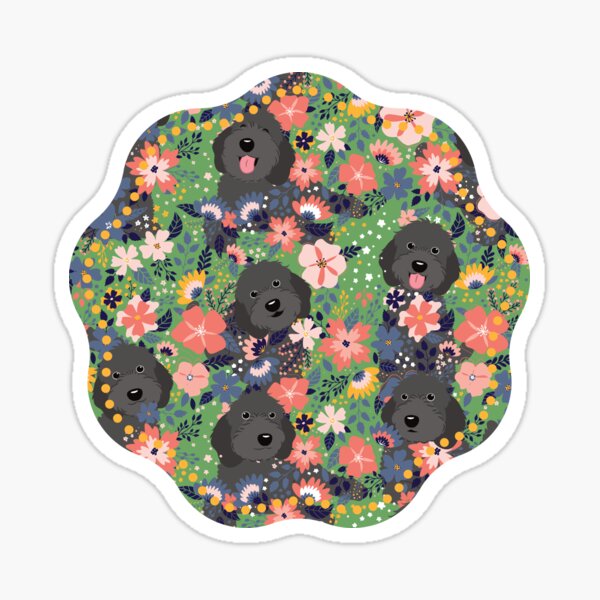 "Black Cockapoo Cavapoo Cavoodle Garden - Green Background" Sticker by ...