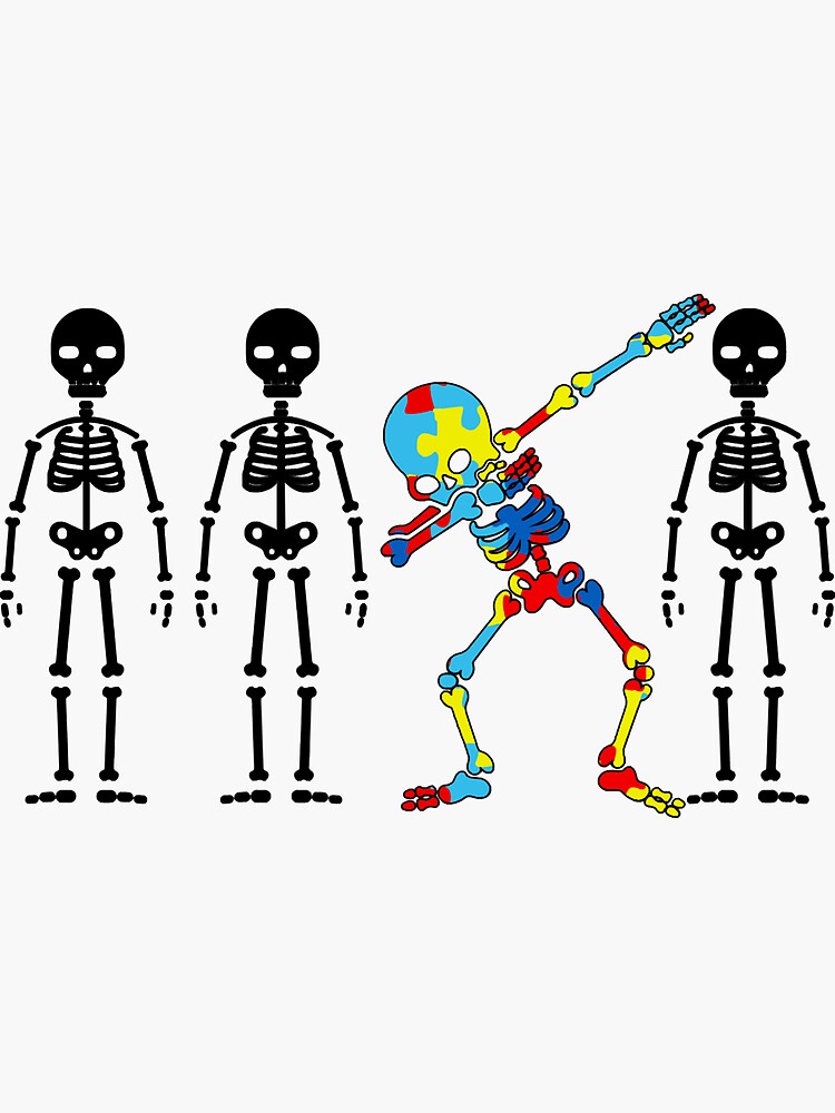 "Autism Awareness Skeleton Dabbing Awareness Month " Sticker for Sale ...