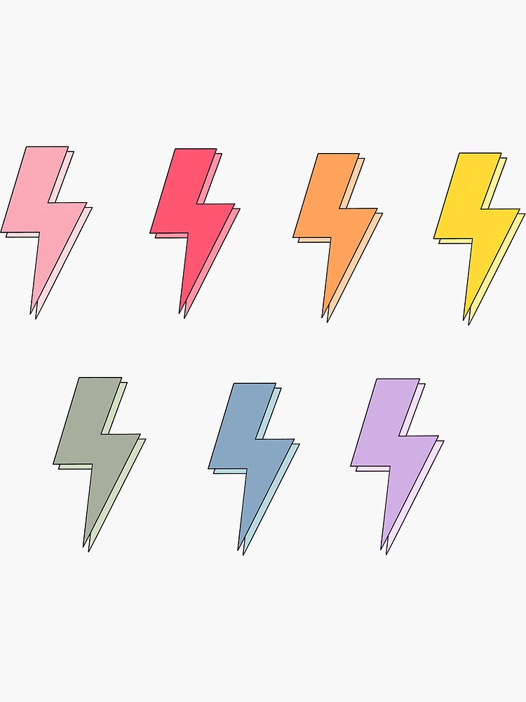 "Colourful Lightning Sticker Pack" Sticker by elle-dee-art | Redbubble