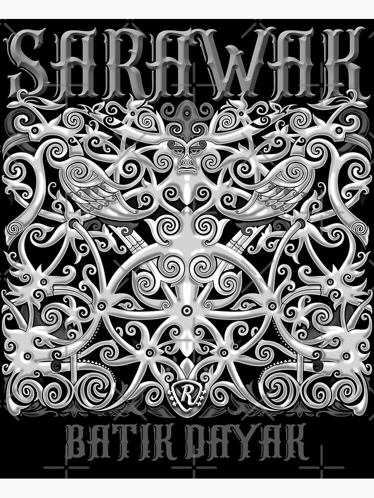 "Sarawak Batik Dayak Grey" Art Print for Sale by HexOne | Redbubble