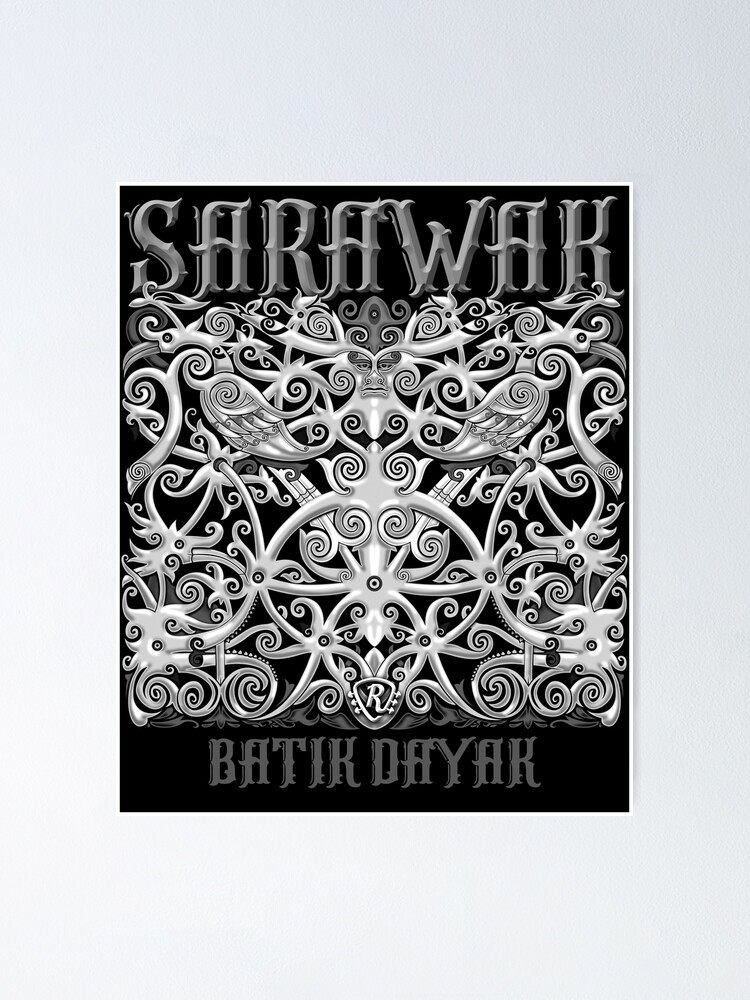 "Sarawak Batik Dayak Grey" Poster for Sale by HexOne | Redbubble