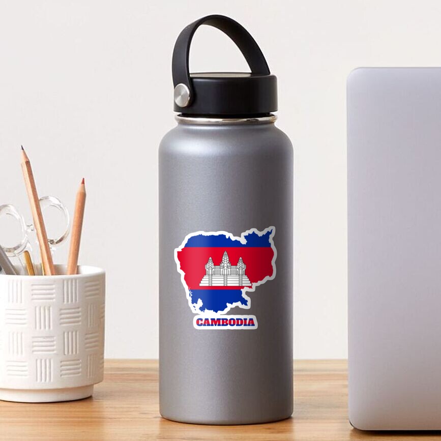 "CAMBODIA Flag map design" Sticker by BasbiArt | Redbubble