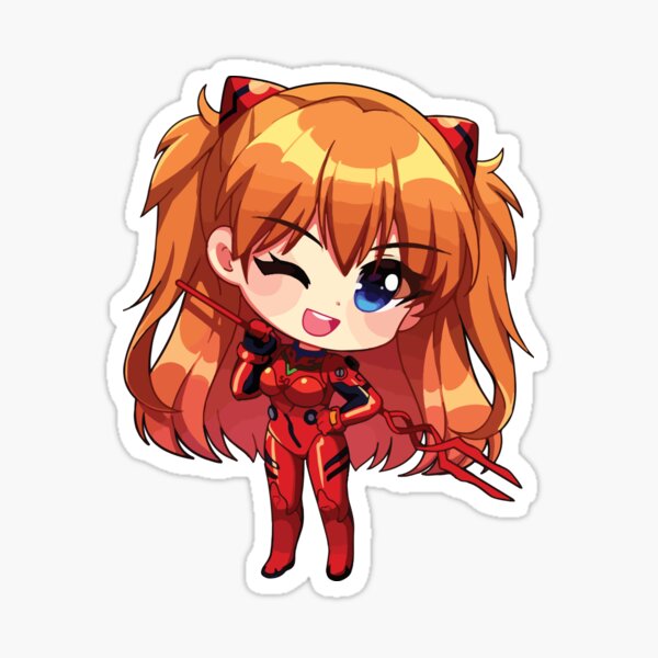 "Asuka Langley Soryu Chibi Neon Genesis Evangelion" Sticker for Sale by ...