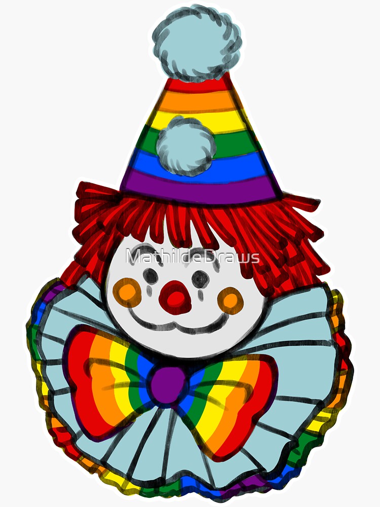 "queer clown" Sticker by MathildeDraws | Redbubble