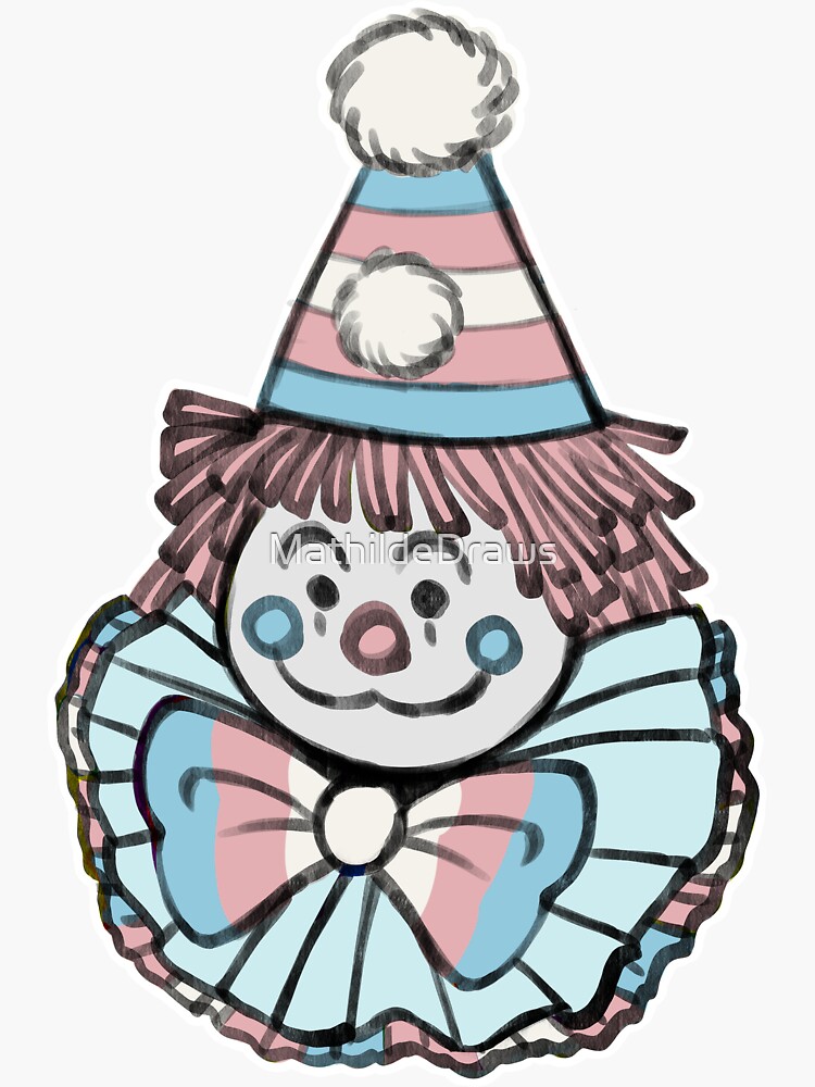"trans clown" Sticker by MathildeDraws | Redbubble