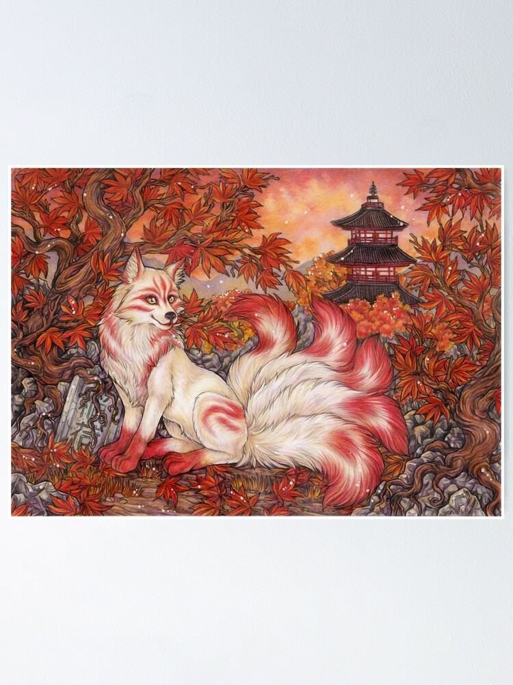 "Kitsune fox fox spirit inari japan mythology" Poster by ZadzeneaArt ...