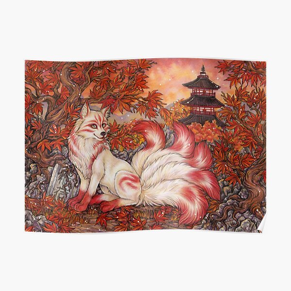 "Kitsune fox fox spirit inari japan mythology" Poster for Sale by ...
