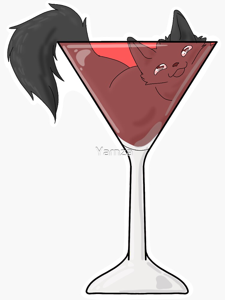 "Martini Cat" Sticker by Yarnza | Redbubble