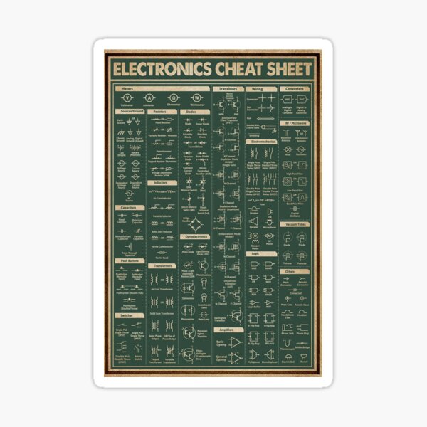 "Electronics cheat sheet" Sticker by Mikeartshop | Redbubble