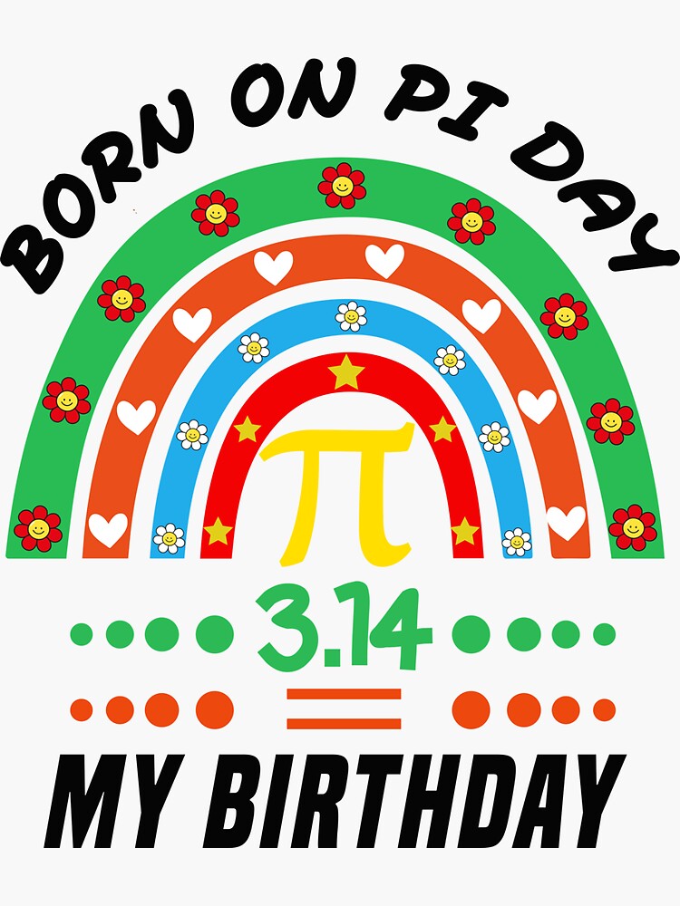 Pegatina «Divertido nacido en el día de Pi Cumpleaños Feliz día de Pi ...