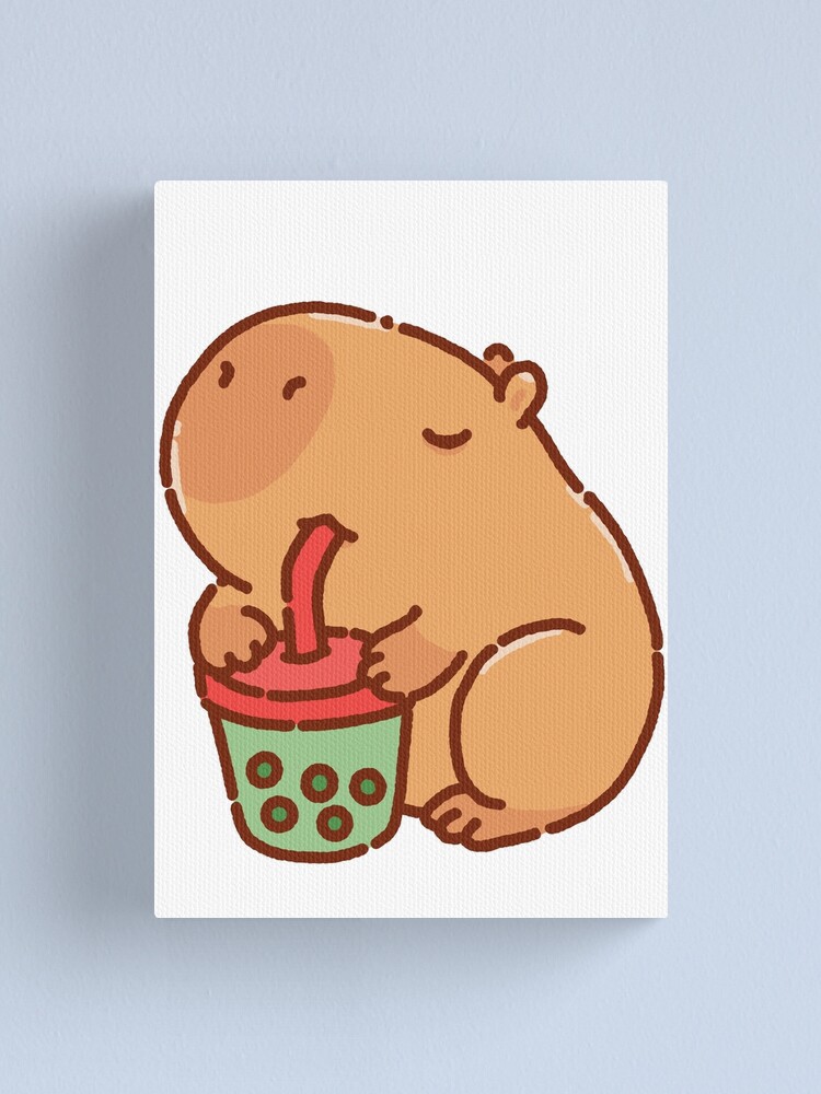"Cute capybara drinking boba tea , bubble tea" Canvas Print for Sale by ...