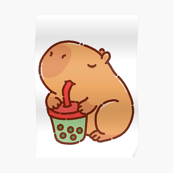 "Cute capybara drinking boba tea , bubble tea" Poster for Sale by ...