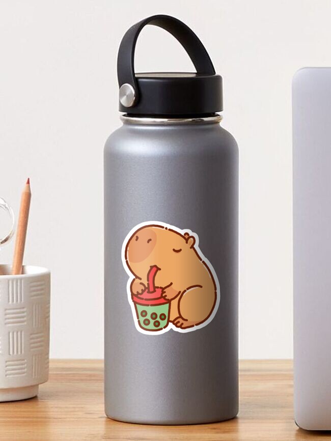 "Cute capybara drinking boba tea , bubble tea" Sticker for Sale by ...