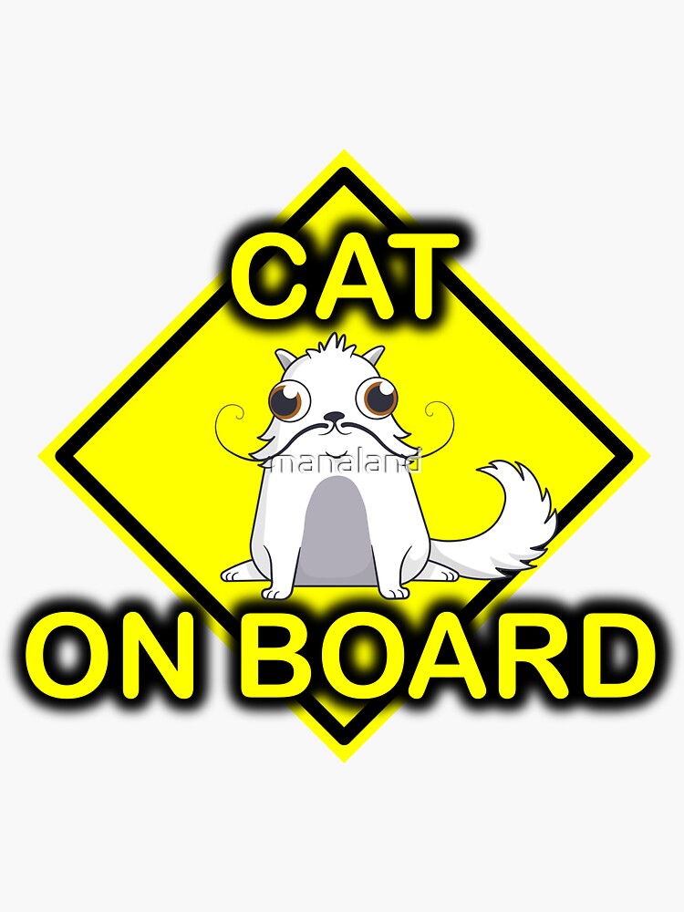 "Cat on board 3" Sticker for Sale by manaland | Redbubble