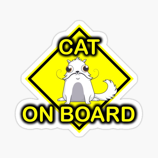 "Cat on board 3" Sticker for Sale by manaland | Redbubble