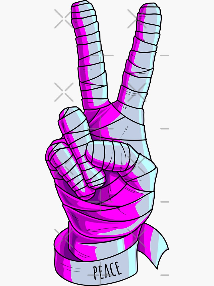 "Mummy hand. Peace sign hand. bandaged hand" Sticker for Sale by alik7 ...