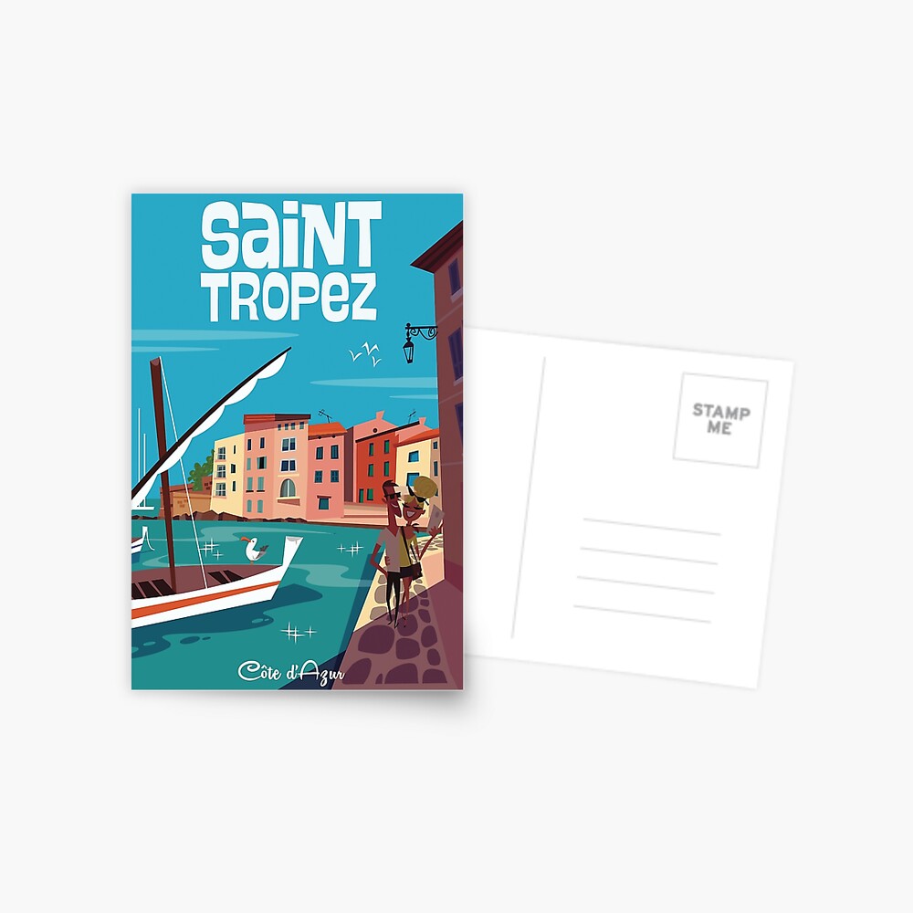 "Saint Tropez poster" Postcard for Sale by GAGodel | Redbubble