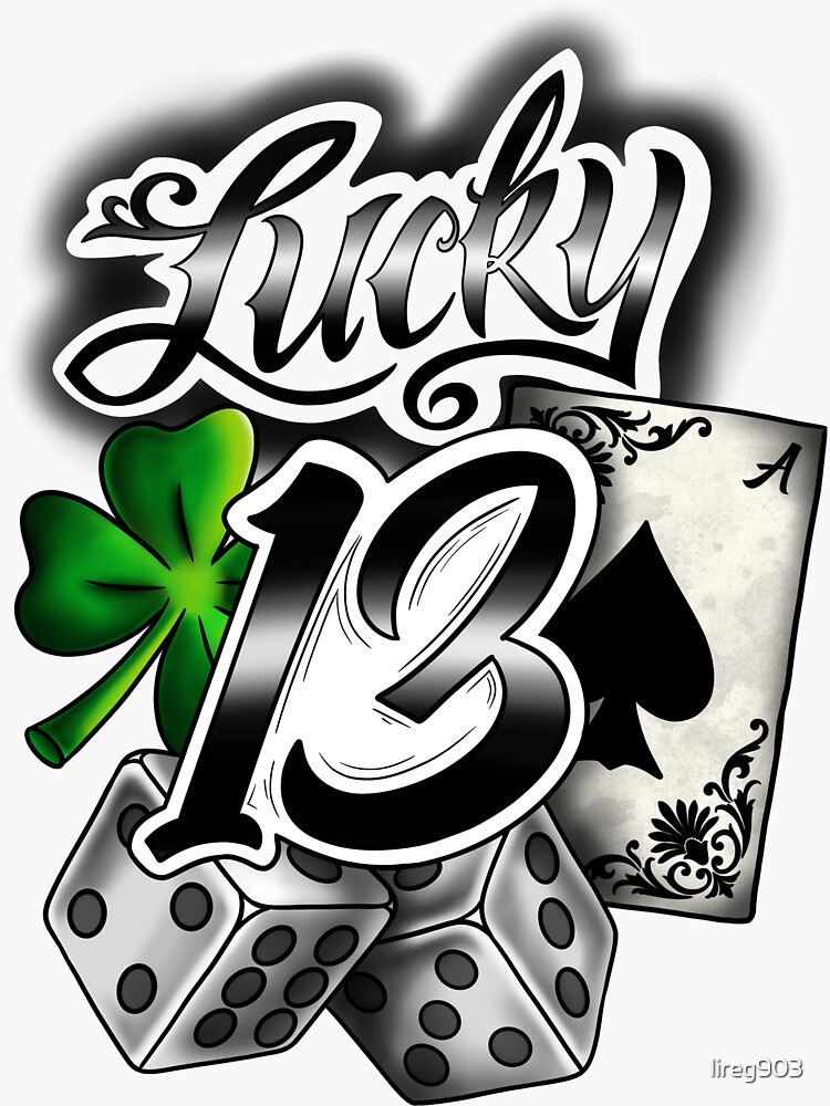 "Lucky 13 v2" Sticker for Sale by lireg903 | Redbubble