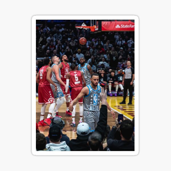 "Steph NO-LOOK THREE at All-Star Game" Sticker by ReiniAJensen | Redbubble