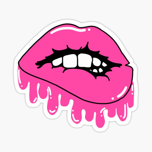 "Pink Drippy Biting Lip" Sticker by PreppyPalace | Redbubble