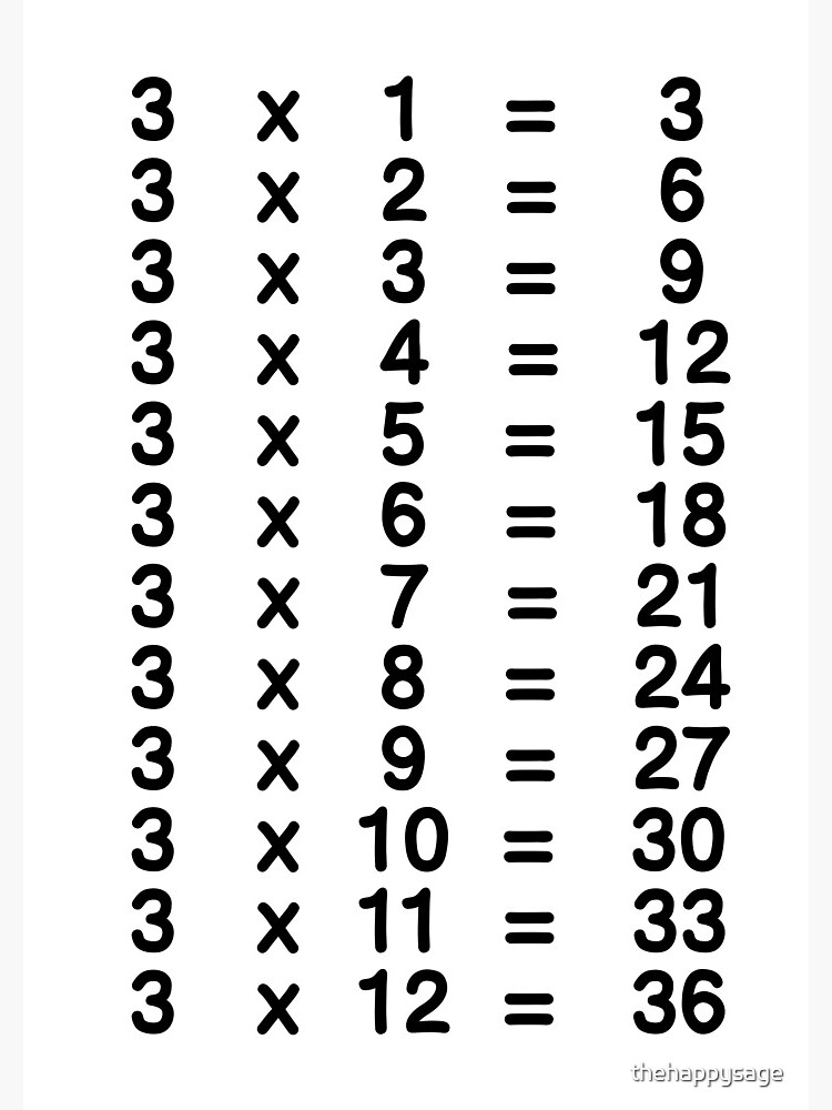 Cuaderno de espiral «3 X Table Three Times Table Aprender tablas de ...
