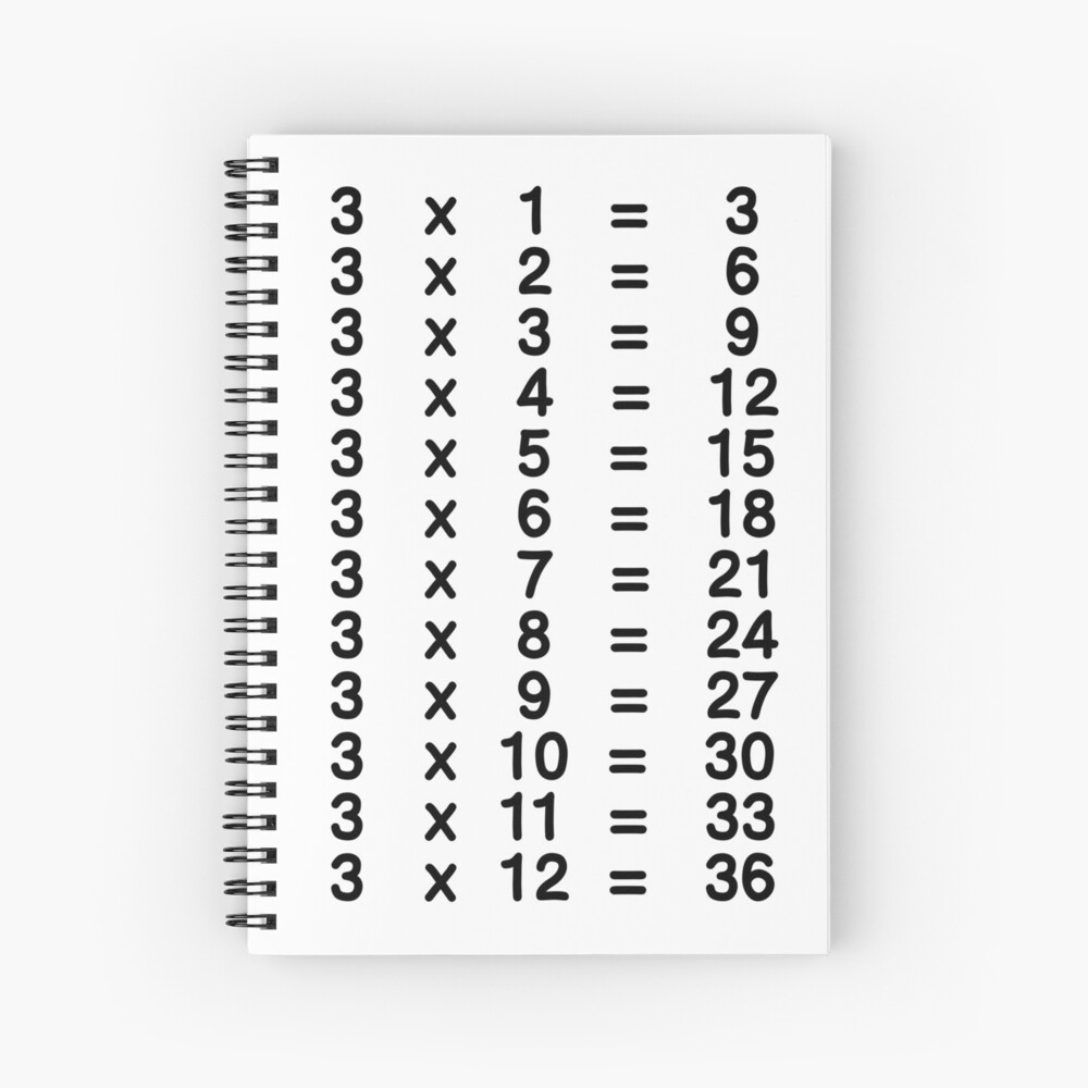 Cahier à spirale « 3 X Table Three Times Table Apprendre les tables de ...