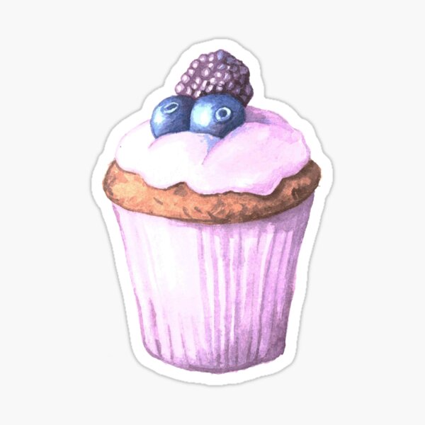 "Elegant Blueberry Cupcake" Sticker by Coconut-Designs | Redbubble