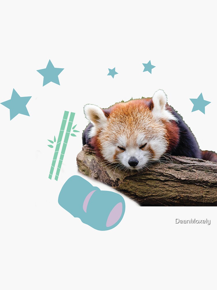 "Red Sleepy Panda" Sticker by DeanMoxely | Redbubble