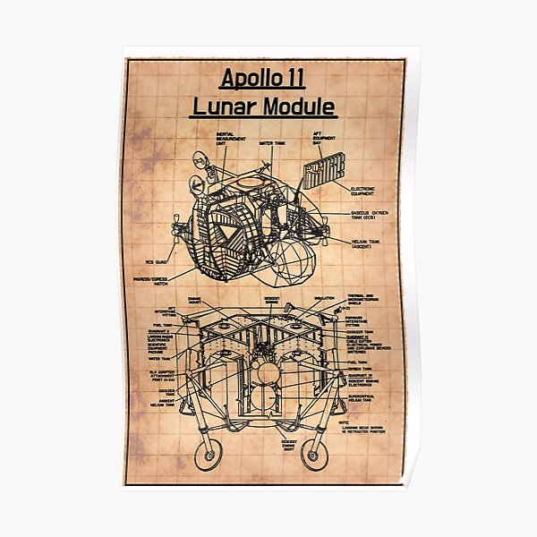 "Lunar Module Blueprint From 1969 Apollo 11 mission" Poster for Sale by ...