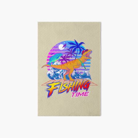 "T-Rex Fishing Time Retrowave" Art Board Print for Sale by Lidra ...