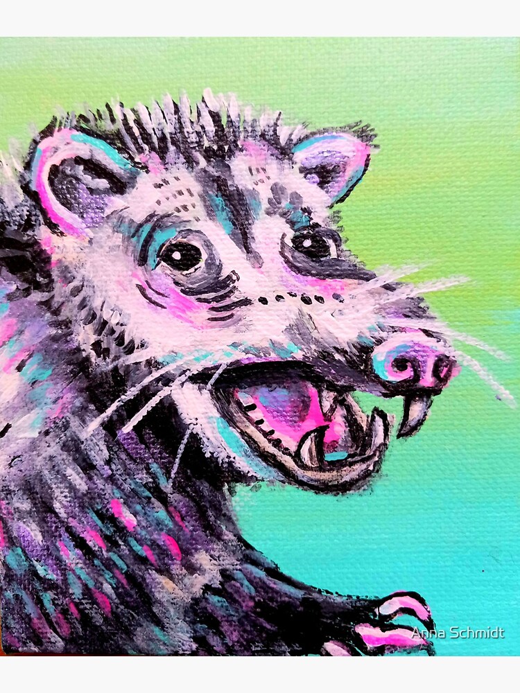 "Neon Pastel Opossum Original Art Painting" Sticker by aschmidt814 ...