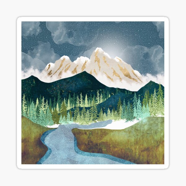 "Mountain River" Sticker for Sale by spacefrogdesign | Redbubble