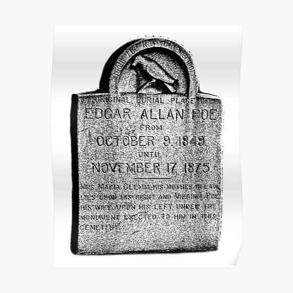 "Edgar Allan Poe Tombstone. Creepy Halloween Digital Engraving Image ...