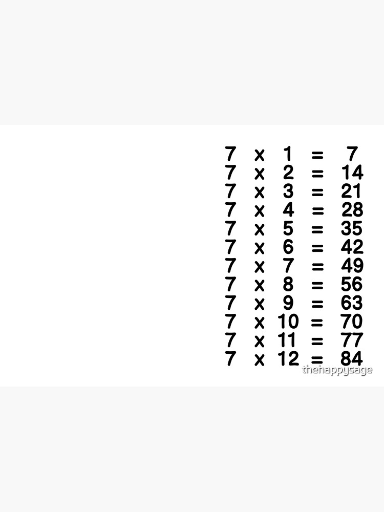 "7 X Table Seven Times Table Learn Multiplication Tables for Kids ...