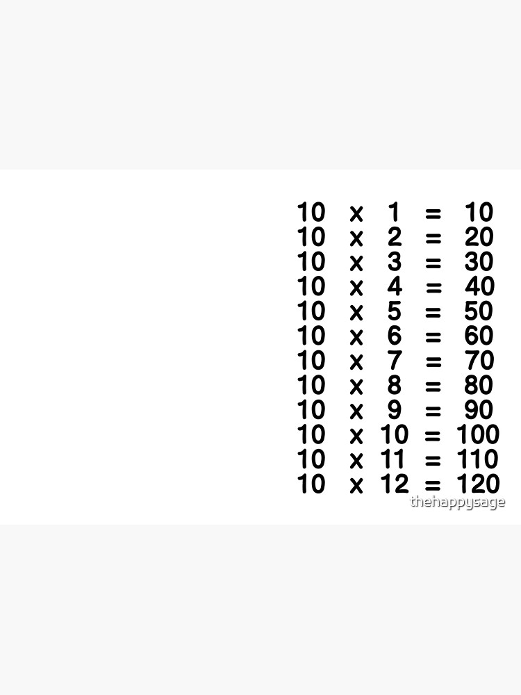 "10 X Table Ten Times Table Learn Multiplication Tables for Kids ...
