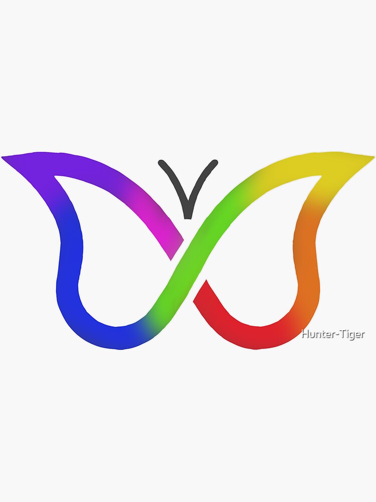 Pegatina con la obra «Símbolo de mariposa arco iris TDAH» de Hunter ...