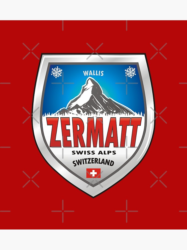 "Zermatt Cervino Mountain Switzerland Flag Wallis Swiss Alps emblem ...