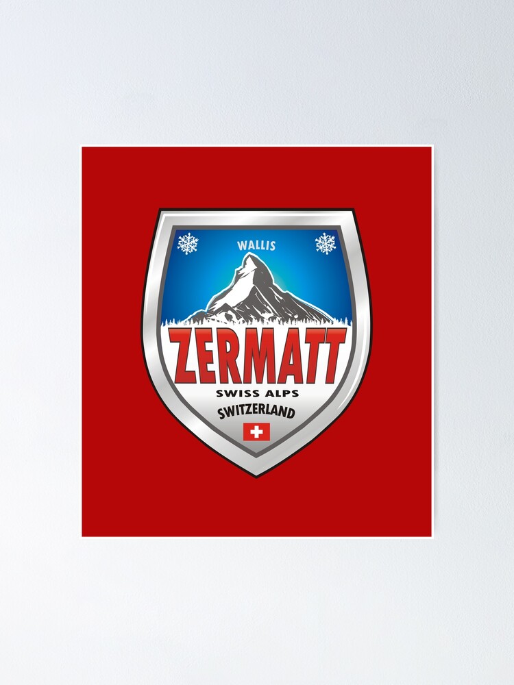 "Zermatt Cervino Mountain Switzerland Flag Wallis Swiss Alps emblem ...