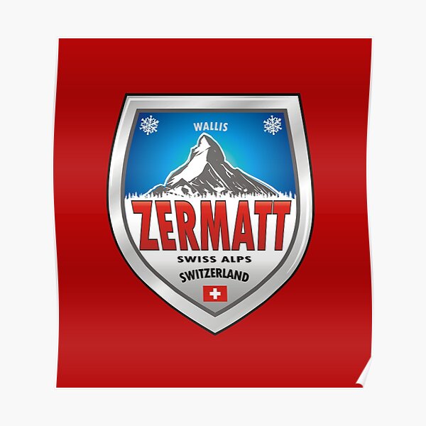 "Zermatt Cervino Mountain Switzerland Flag Wallis Swiss Alps emblem ...