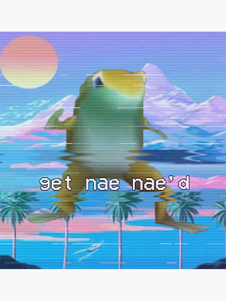 " vaporwave get nae nae frog meme " Sticker by purplepinkdrgn | Redbubble