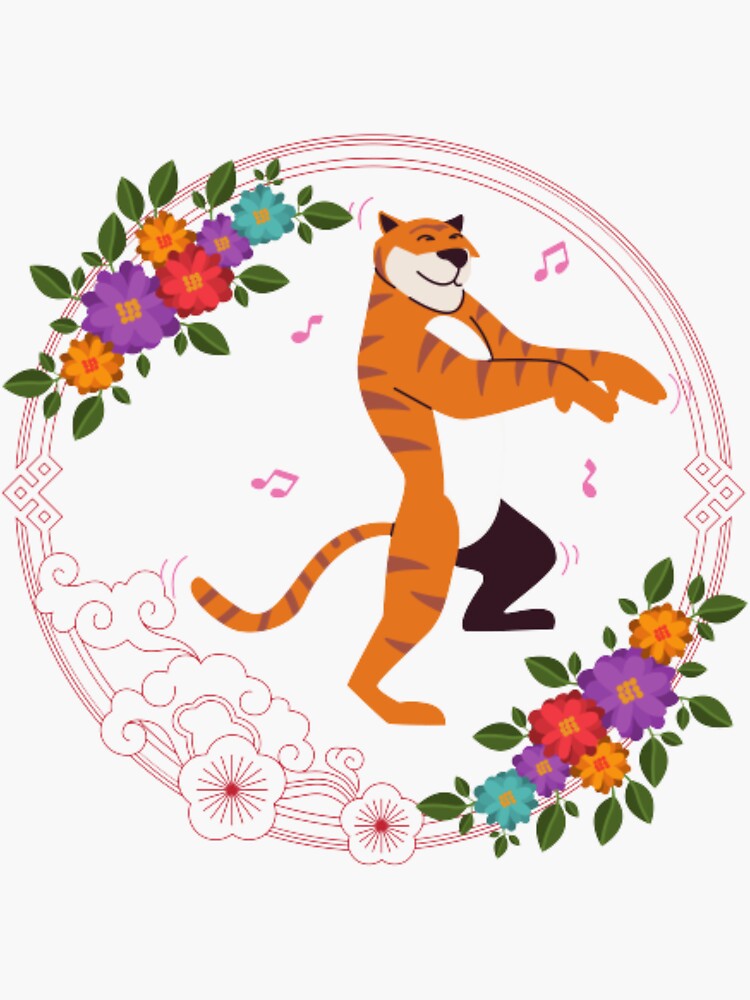 "Dancing Tiger Chinese Zodiac Sign" Sticker by ArtOfStars | Redbubble