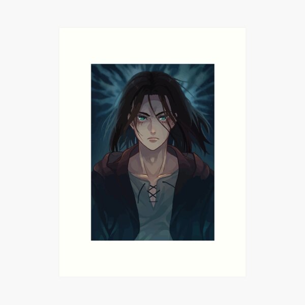 "Eren Yeager With Blue Eyes Is Angry Attack On Titan Anime" Art Print ...