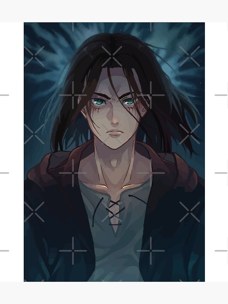 "Eren Yeager With Blue Eyes Is Angry Attack On Titan Anime" Poster for ...